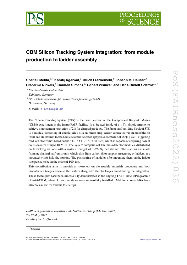 (PDF) CBM Silicon Tracking System integration: from module production ...