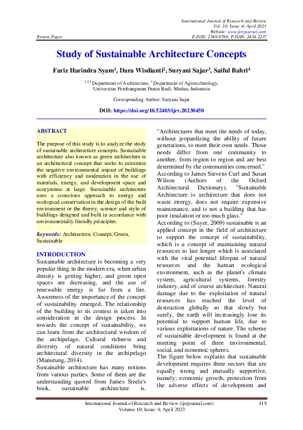 (PDF) Study of Sustainable Architecture Concepts