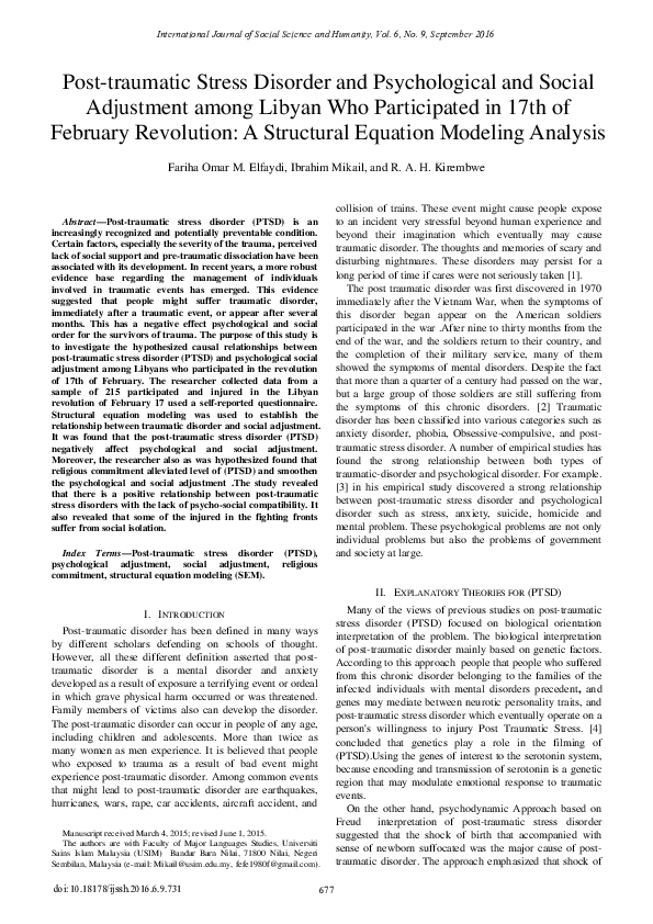 (PDF) Post-traumatic Stress Disorder and Psychological and Social ...