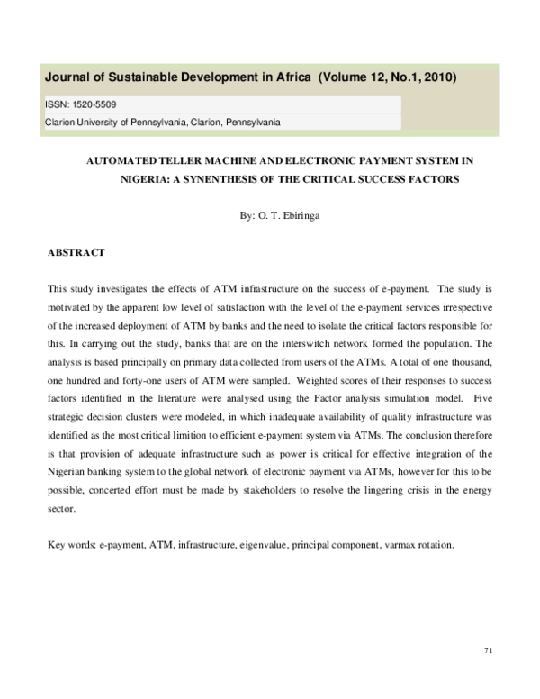 (PDF) AUTOMATED TELLER MACHINE AND ELECTRONIC PAYMENT SYSTEM IN NIGERIA ...