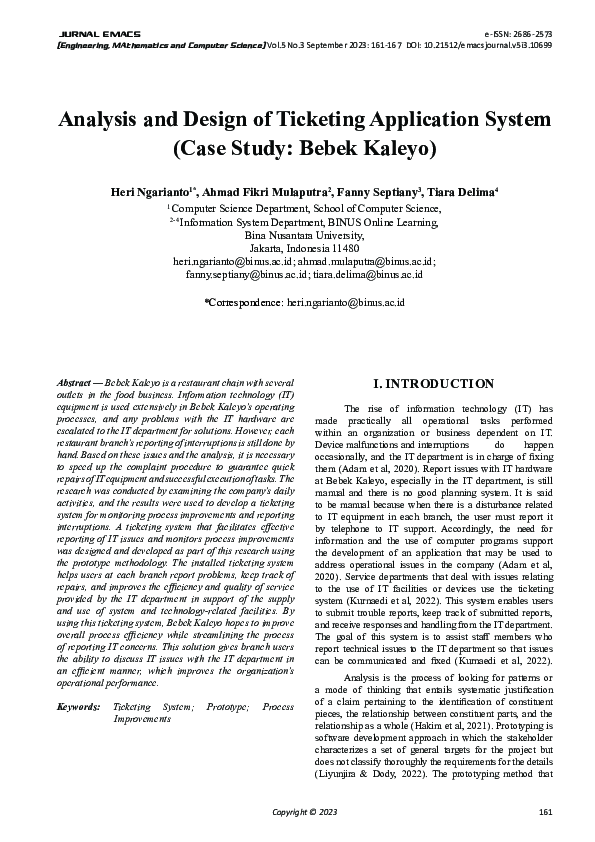 (PDF) Analysis and Design of Ticketing Application System (Case Study: Bebek Kaleyo)