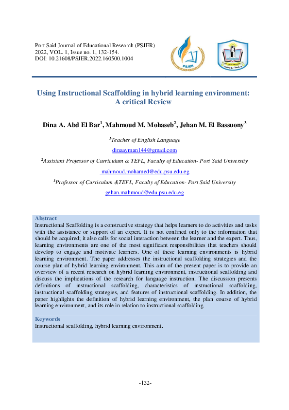 (PDF) Using Instructional Scaffolding in hybrid learning environment: A critical Review