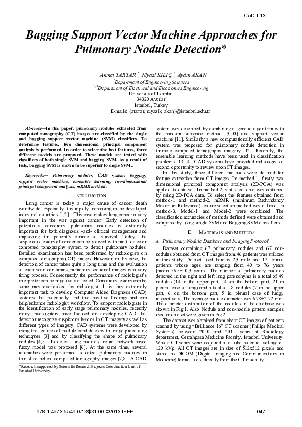 (PDF) Bagging support vector machine approaches for pulmonary nodule ... (PDF) Bagging support vector machine approaches for pulmonary nodule ...