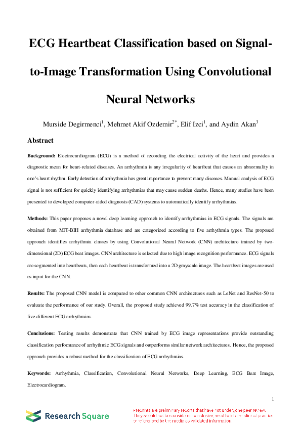 (PDF) ECG Heartbeat Classification Based on Signal-to-Image Transformation Using Convolutional ...