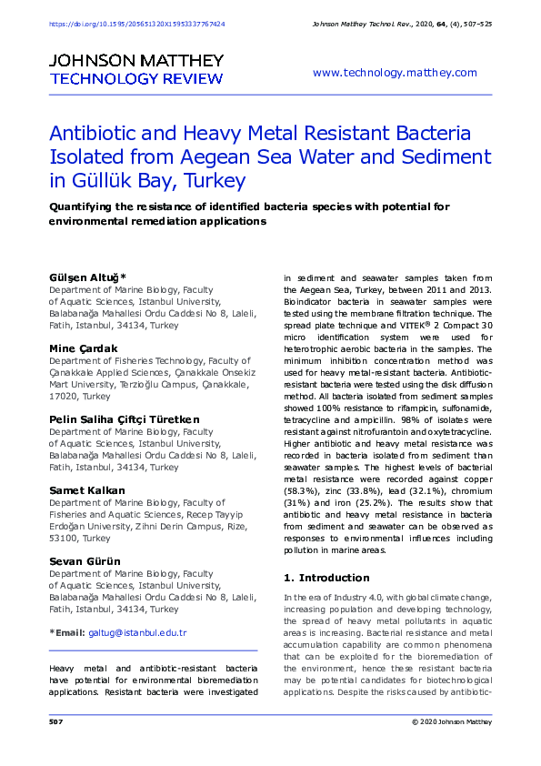 (PDF) Antibiotic and Heavy Metal Resistant Bacteria Isolated from ...