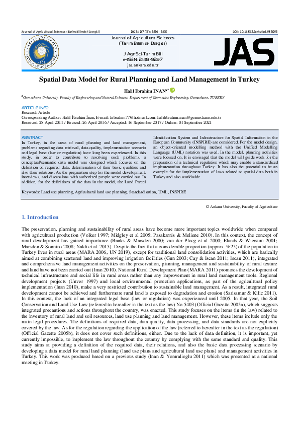 (PDF) Spatial Data Model for Rural Planning and Land Management in Turkey