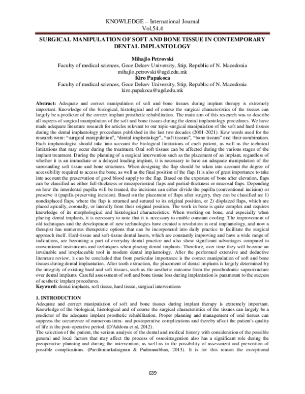 (PDF) Surgical Manipulation of Soft and Bone Tissue in Contemporary ...