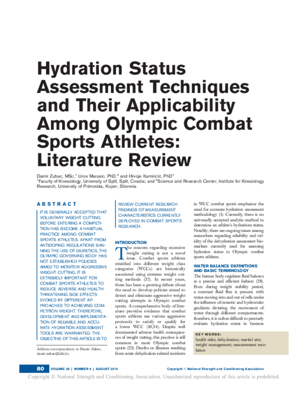 (PDF) Hydration Status Assessment Techniques and Their Applicability ...
