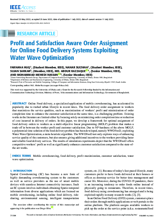 (PDF) Profit and Satisfaction Aware Order Assignment for Online Food ...