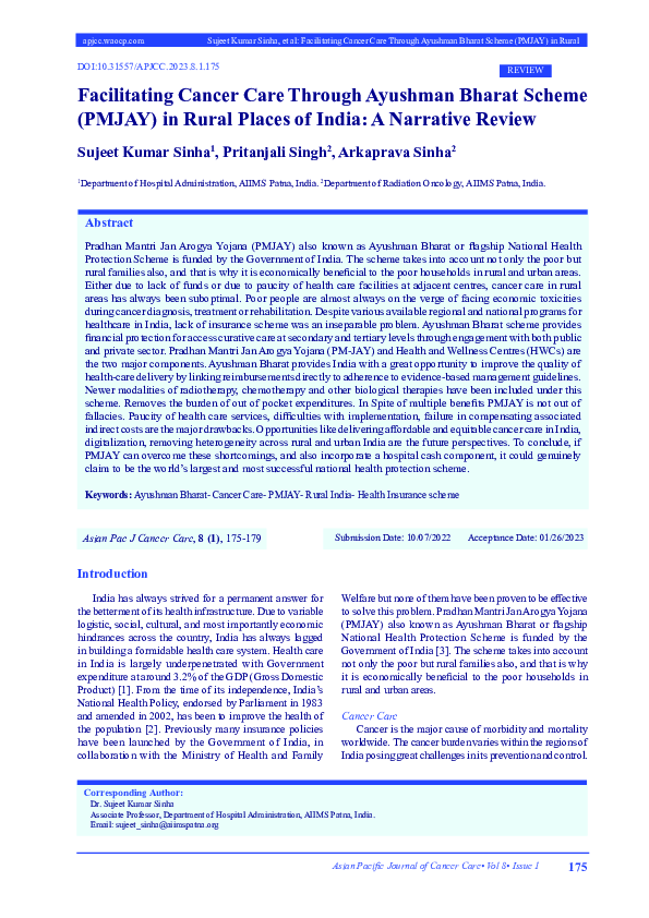 (PDF) Facilitating Cancer Care Through Ayushman Bharat Scheme (PMJAY ...