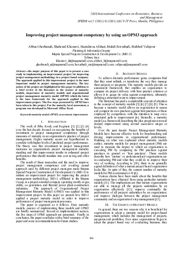 (PDF) Improving project management competency by using an OPM3 approach