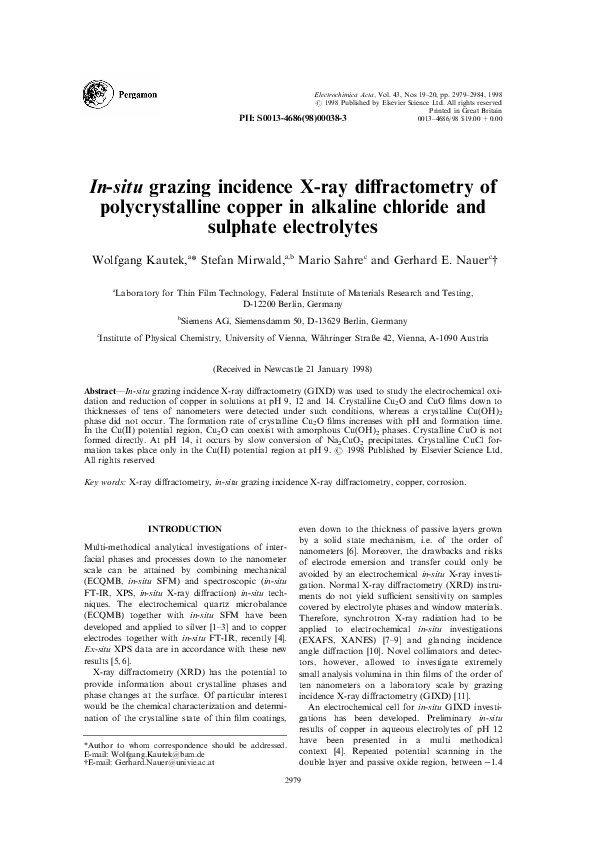 (PDF) In-situ grazing incidence X-ray diffractometry investigation of ...