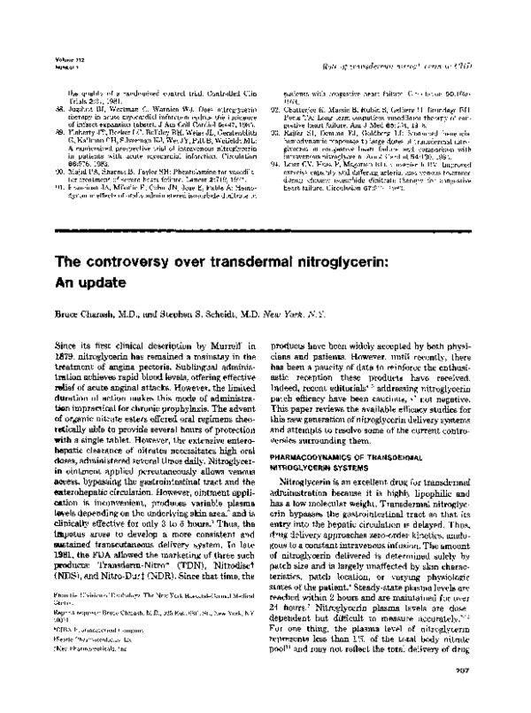 (PDF) The controversy over transdermal nitroglycerin: An update