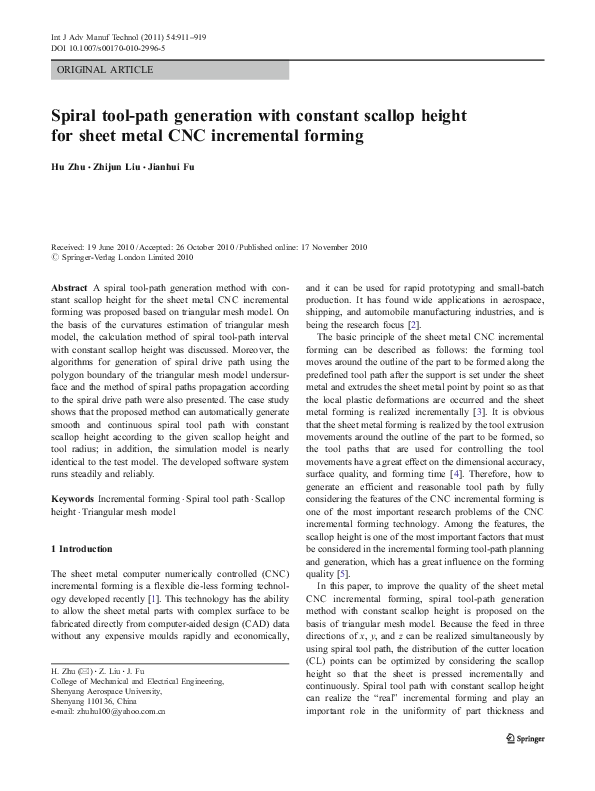 (PDF) Spiral tool-path generation with constant scallop height for sheet metal CNC incremental ...
