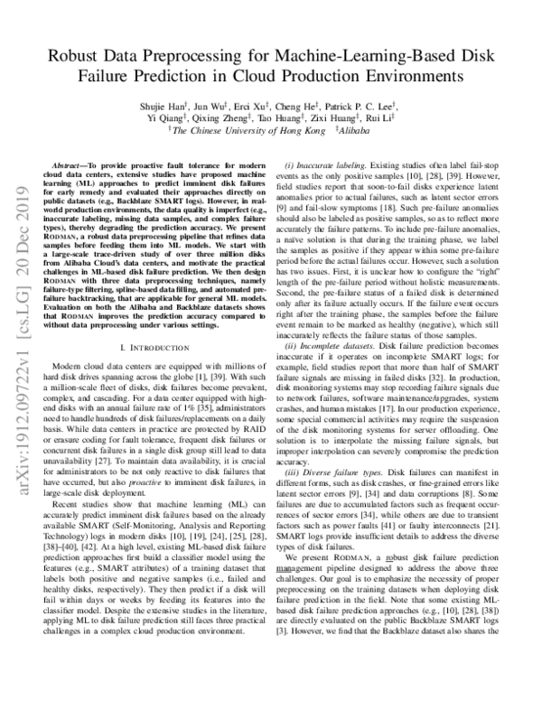 (PDF) Robust Data Preprocessing for Machine-Learning-Based Disk Failure ...
