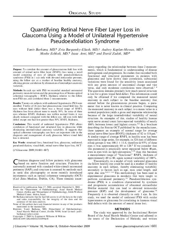 (PDF) Quantifying Retinal Nerve Fiber Layer Loss in Glaucoma Using a ...