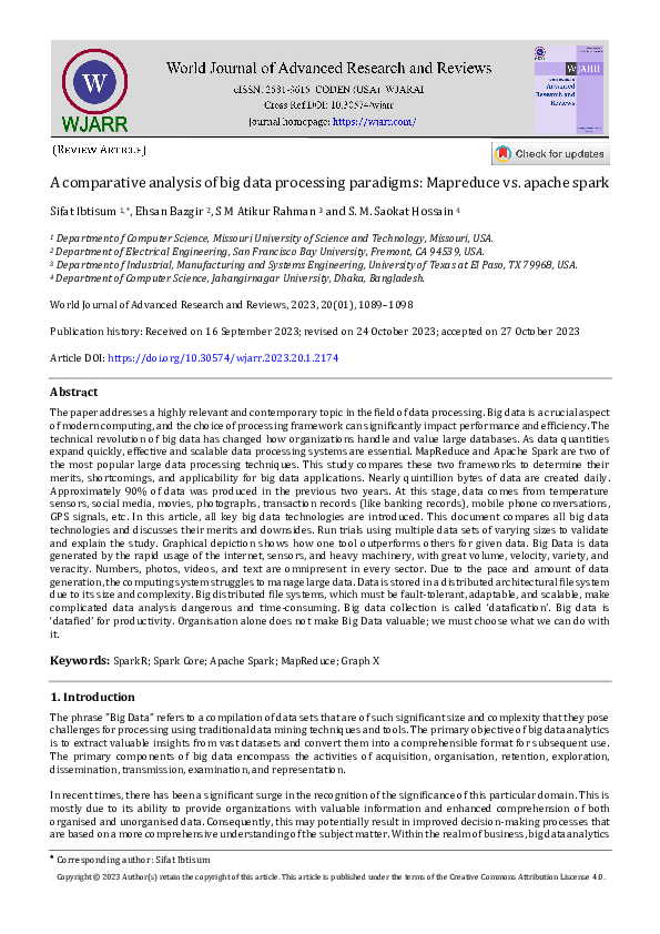 Pdf A Comparative Analysis Of Big Data Processing Paradigms Mapreduce Vs Apache Spark