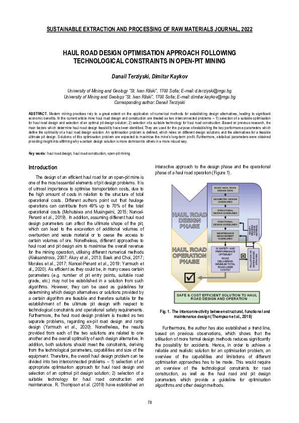 (PDF) Haul Road Design Optimisation Approach Following Technological Constraints in Open-Pit Mining