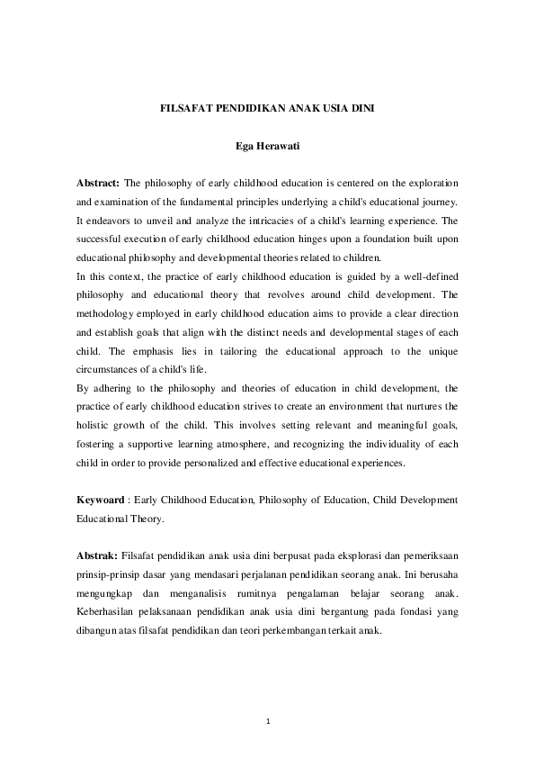 (PDF) FILSAFAT PENDIDIKAN ANAK USIA DINI