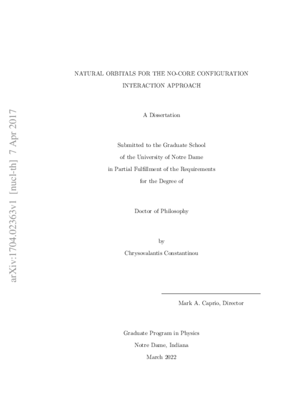 (PDF) Natural Orbitals Enhance No-Core Configuration Interaction