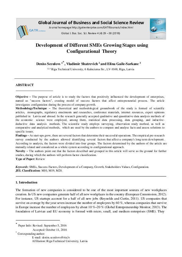 (PDF) Development of Different SMEs Growing Stages Using ...