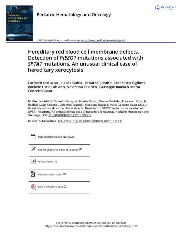 (PDF) Hereditary red blood cell membrane defects. Detection of PIEZO1 ...