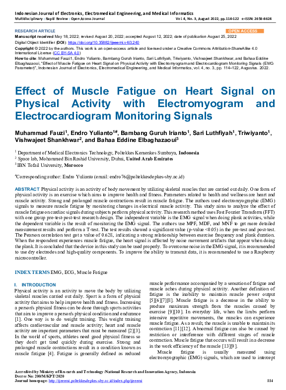 (PDF) Effect of Muscle Fatigue on Heart Signal on Physical Activity ...