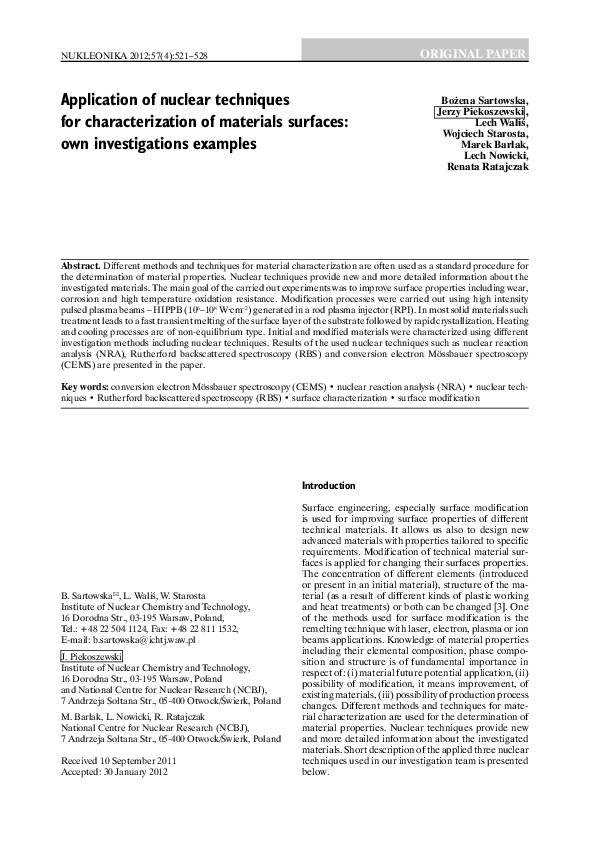 (PDF) Application of nuclear techniques for characterization of materials surfaces: own ...