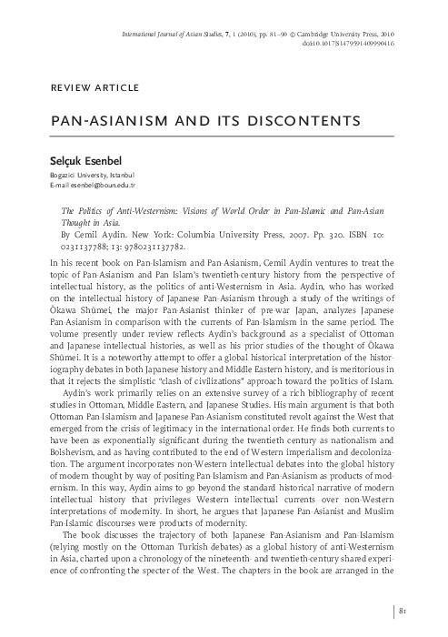 (PDF) Pan-Asianism and Its Discontents