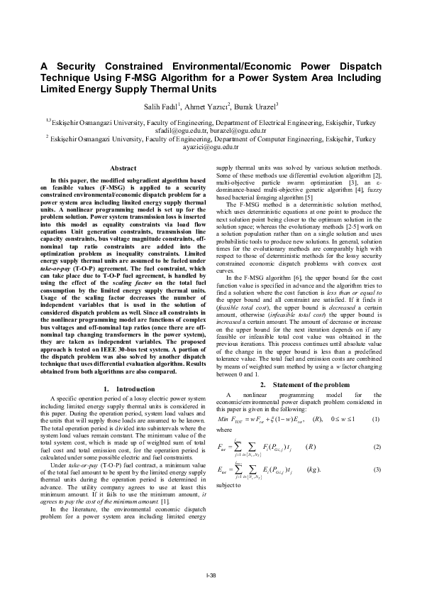 (PDF) A security constrained environmental/economic power dispatch technique using F-MSG ...