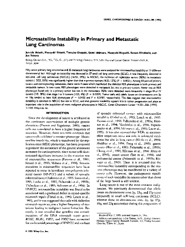 (PDF) Microsatellite Instability in Primary and Metastatic Melanoma