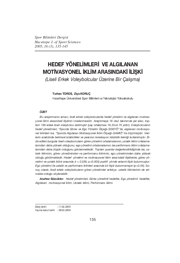 (PDF) Hedef Yöneli̇mleri̇ Ve Algilanan Moti̇vasyonel İkli̇m Arasindaki̇ İli̇şki̇ (Li̇seli̇ Erkek ...