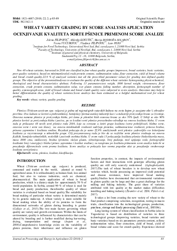(PDF) Wheat variety grading by score analysis application