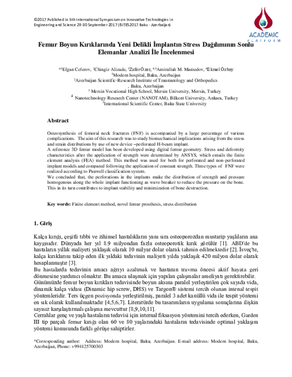 Pdf Stress Distribution On Novel Femur Prosthesis A Finite Element Analysis Chingiz