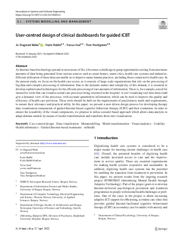(PDF) Designing Clinical Dashboards for iCBT