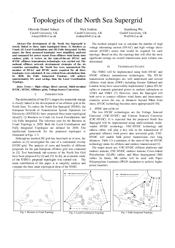 (PDF) Topologies of the North Sea Supergrid