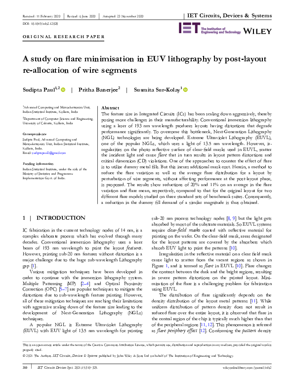 (PDF) A study on flare minimisation in EUV lithography by post‐layout ...
