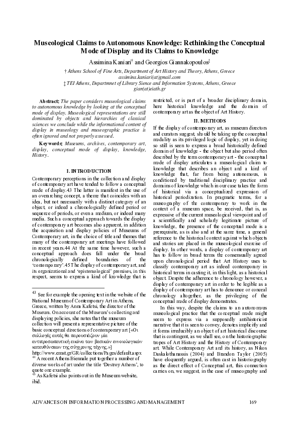 (PDF) Museological Claims to Autonomous Knowledge: rethinking the ...