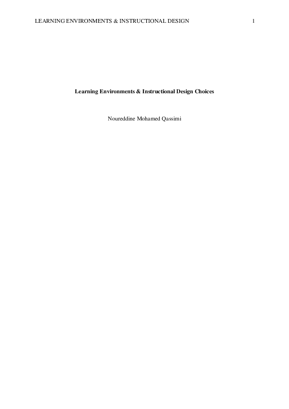 (PDF) Learning Environments & Instructional Design