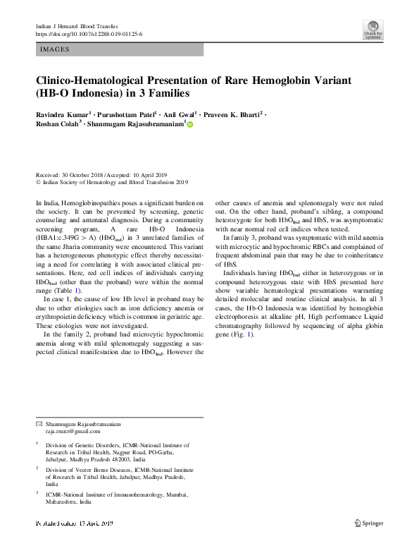 (PDF) Clinico-Hematological Presentation of Rare Hemoglobin Variant (HB ...