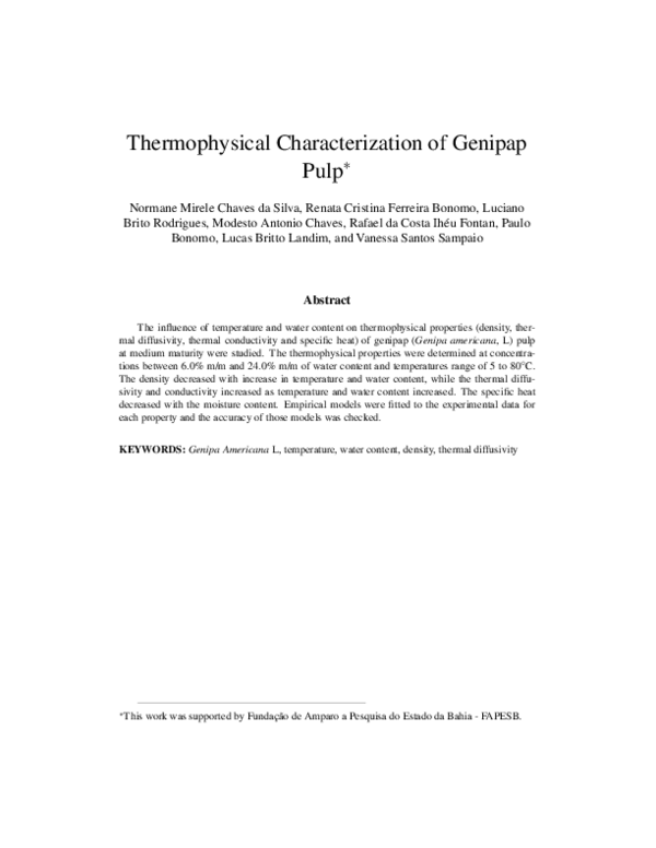 (PDF) Thermophysical Characterization of Genipap Pulp | MODESTO ANTONIO ...