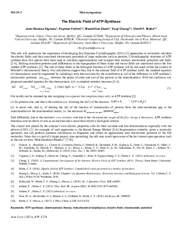 (PDF) The electric field of ATP-synthase