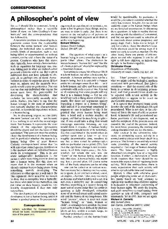 A philosopher's point of view