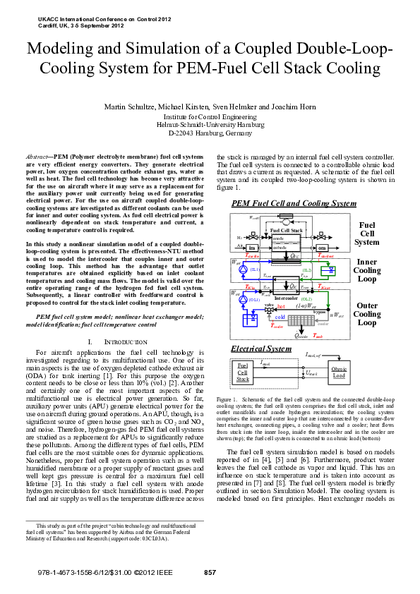 (PDF) Modeling and simulation of a coupled double-loop-cooling system for PEM-fuel cell stack ...