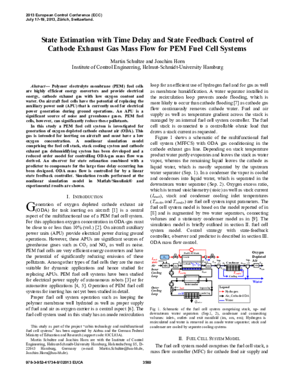 (PDF) State estimation with time delay and state feedback control of cathode exhaust gas mass ...