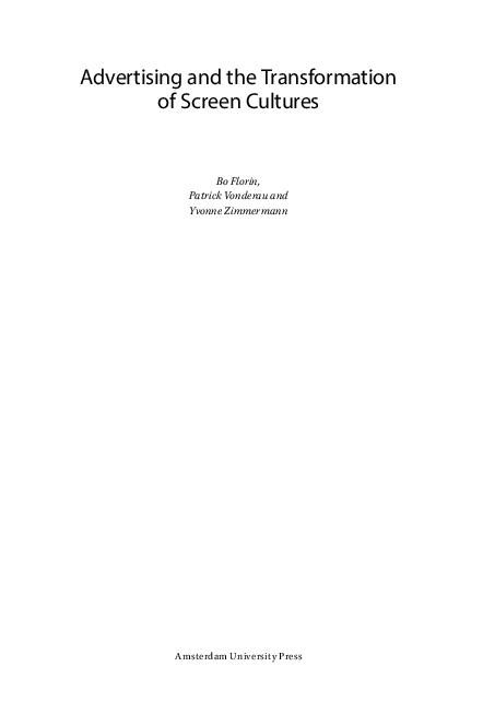 (PDF) Florin Vonderau Zimmermann Introduction Advertising and the ...