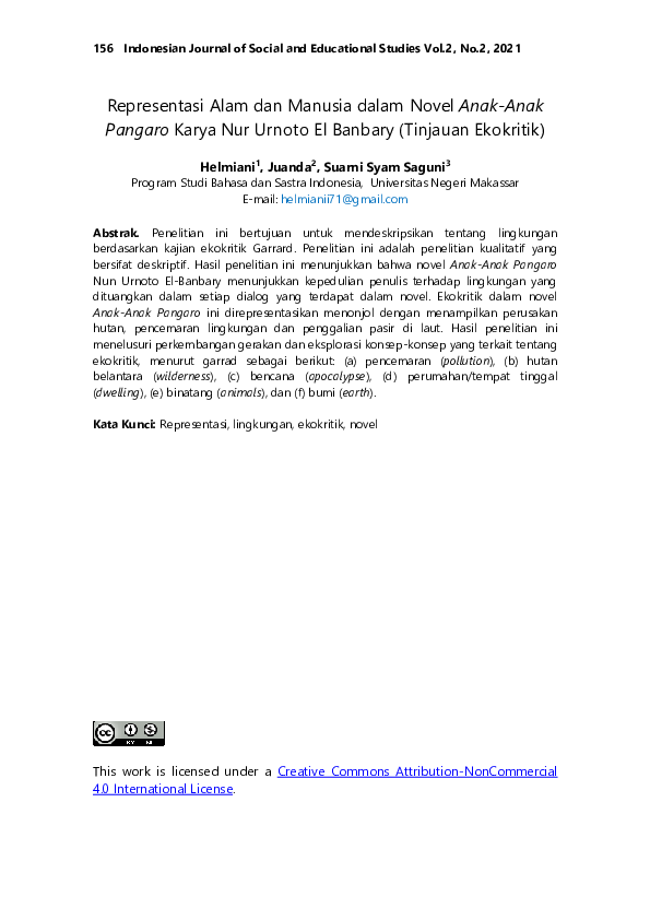(PDF) Representasi Alam dan Manusia dalam Novel Anak-Anak Pangaro Karya Nur Urnoto El Banbary ...
