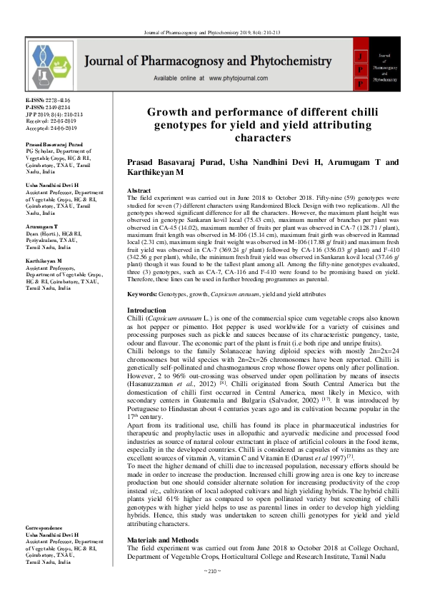 (PDF) Growth and performance of different chilli genotypes for yield and yield attributing ...
