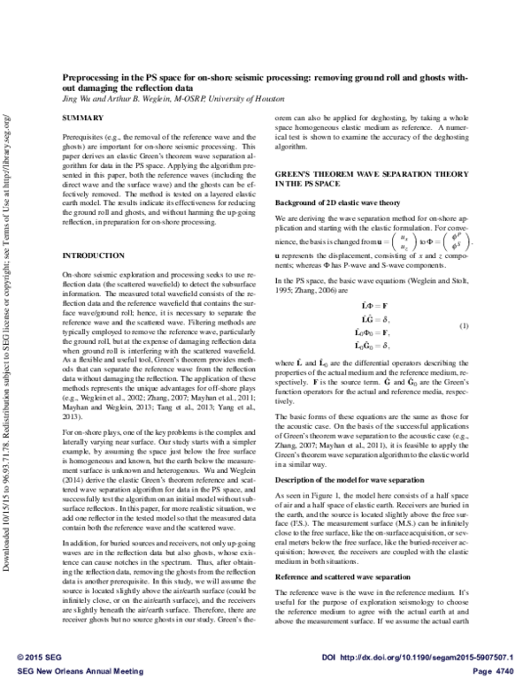 (PDF) Preprocessing in the PS space for on-shore seismic processing ...