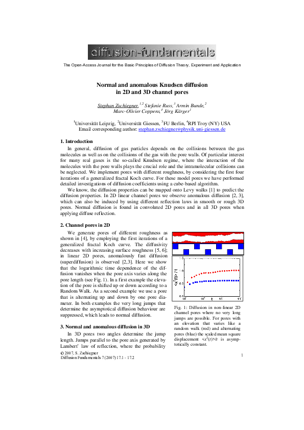 (PDF) Normal and anomalous Knudsen diffusion in 2D and 3D channel pores | Stefanie Russ ...